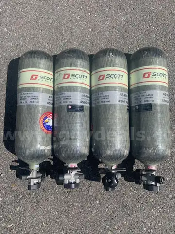 Lot of four (4) Scott Safety SCBA Bottles with Valves (4500psi/45 ...