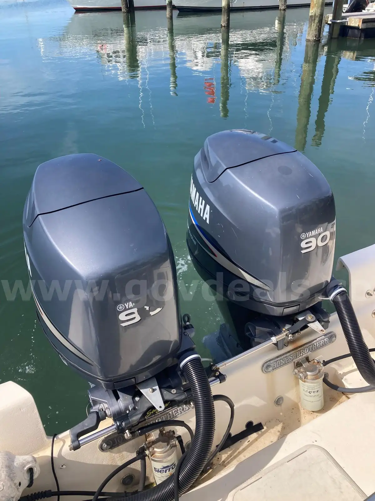Twin Yamaha 90hp Outboard Motors w/ Controls, Gauges and Props | AllSurplus