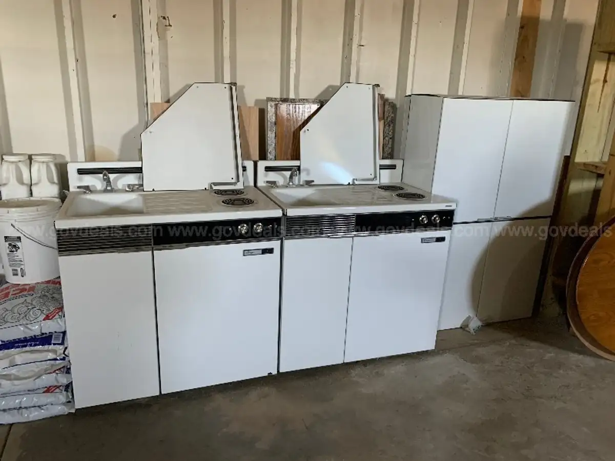 Lot of (2) Dwyer Sink/Stovetop/Fridge/Cabinet Units | AllSurplus