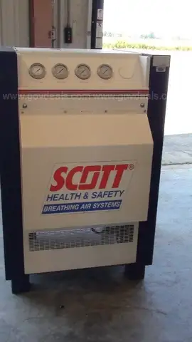 SCOTT BREATHING AIR COMPRESSOR W/ 3 CYLINDER CASCADE SYSTEM | GovDeals