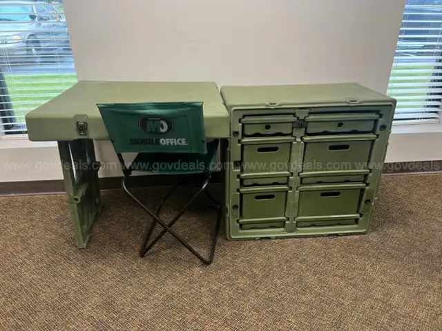 Hardigg Field Desks (Quantity 4) with Drawers and Chairs (Military ...