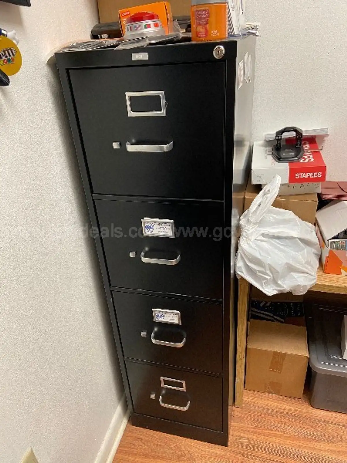 HON 4-Drawer Vertical Black Metal File Cabinet | GovDeals