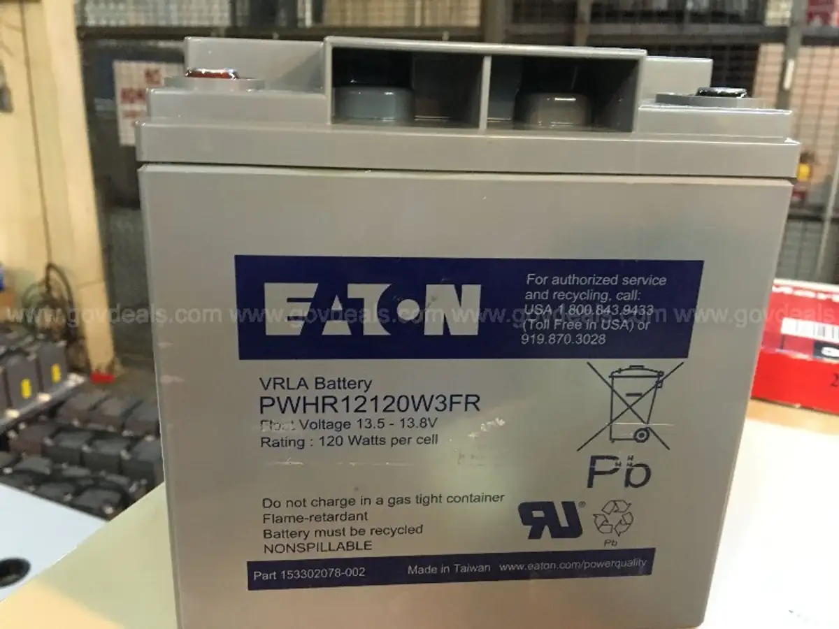 1 LOT OF 4 EATON VRLA BATTERIES PWHR12120W3FR, PART#153302078-002 ...