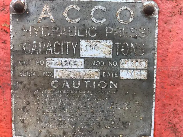 ACCO 150 Ton Hydraulic Press | AllSurplus
