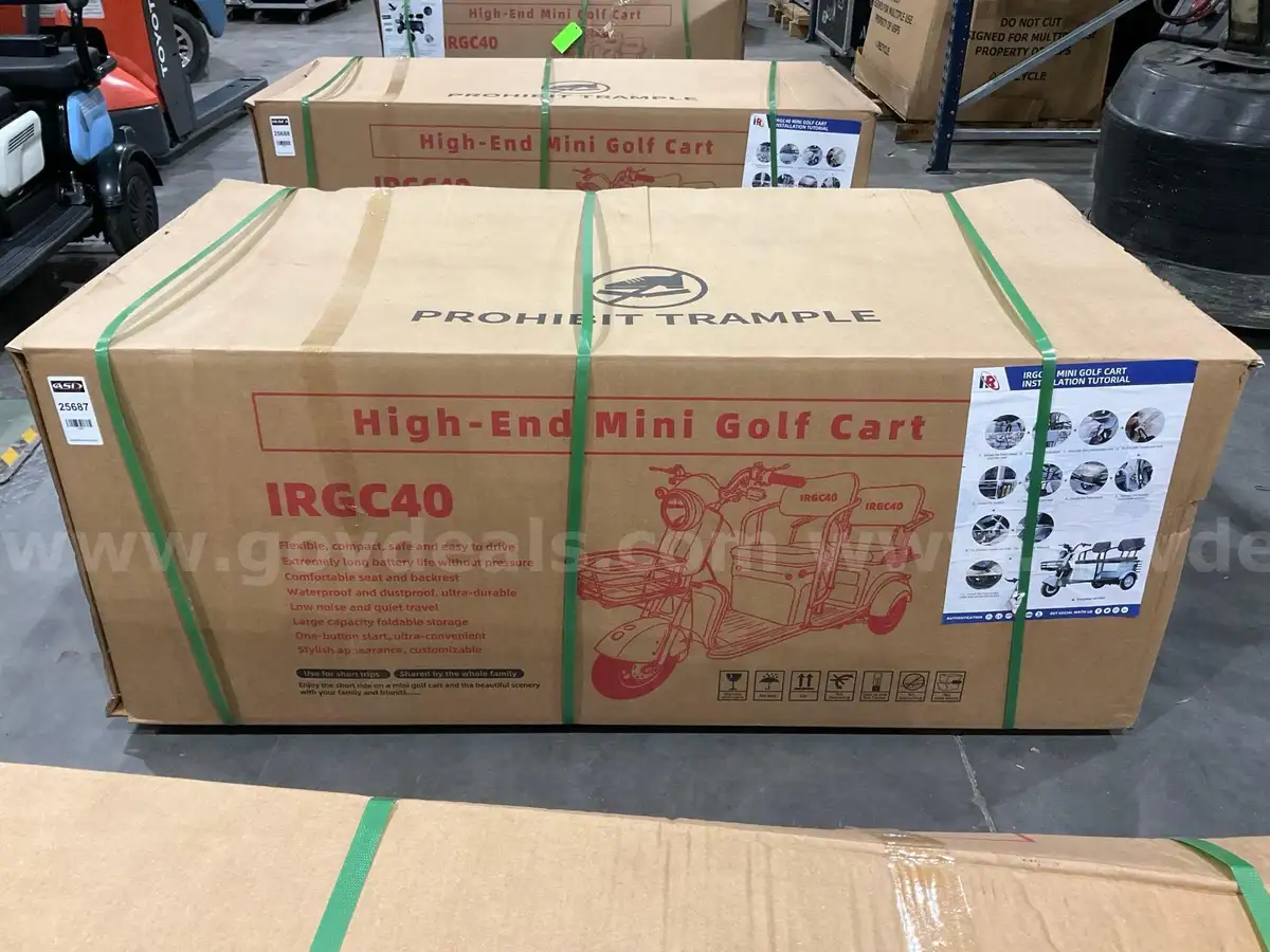UNUSED IRGC40 3WHEEL MINI GOLF CART, ELECTRIC, 3-SPEED ADJUSTABLE, LED ...