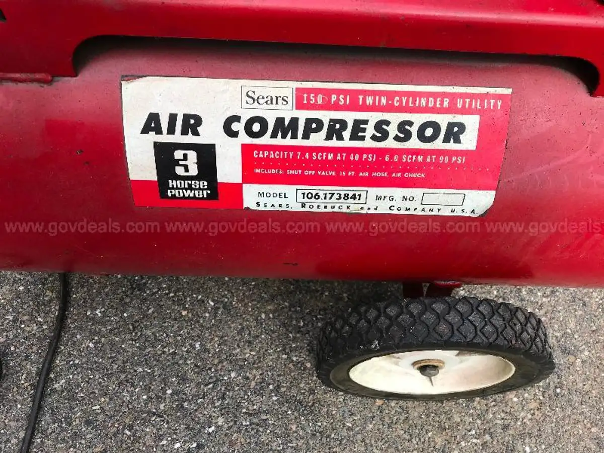 Sears 3HP dual cylinder 220 volt 106.173841 air compressor | GovDeals
