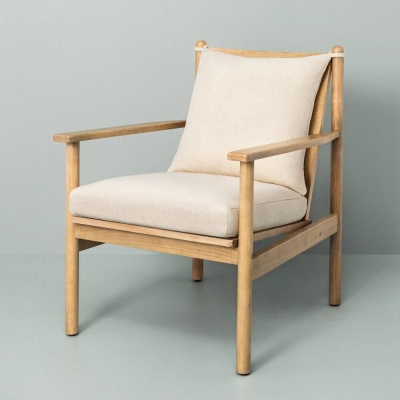 Cream and wood accent chair store