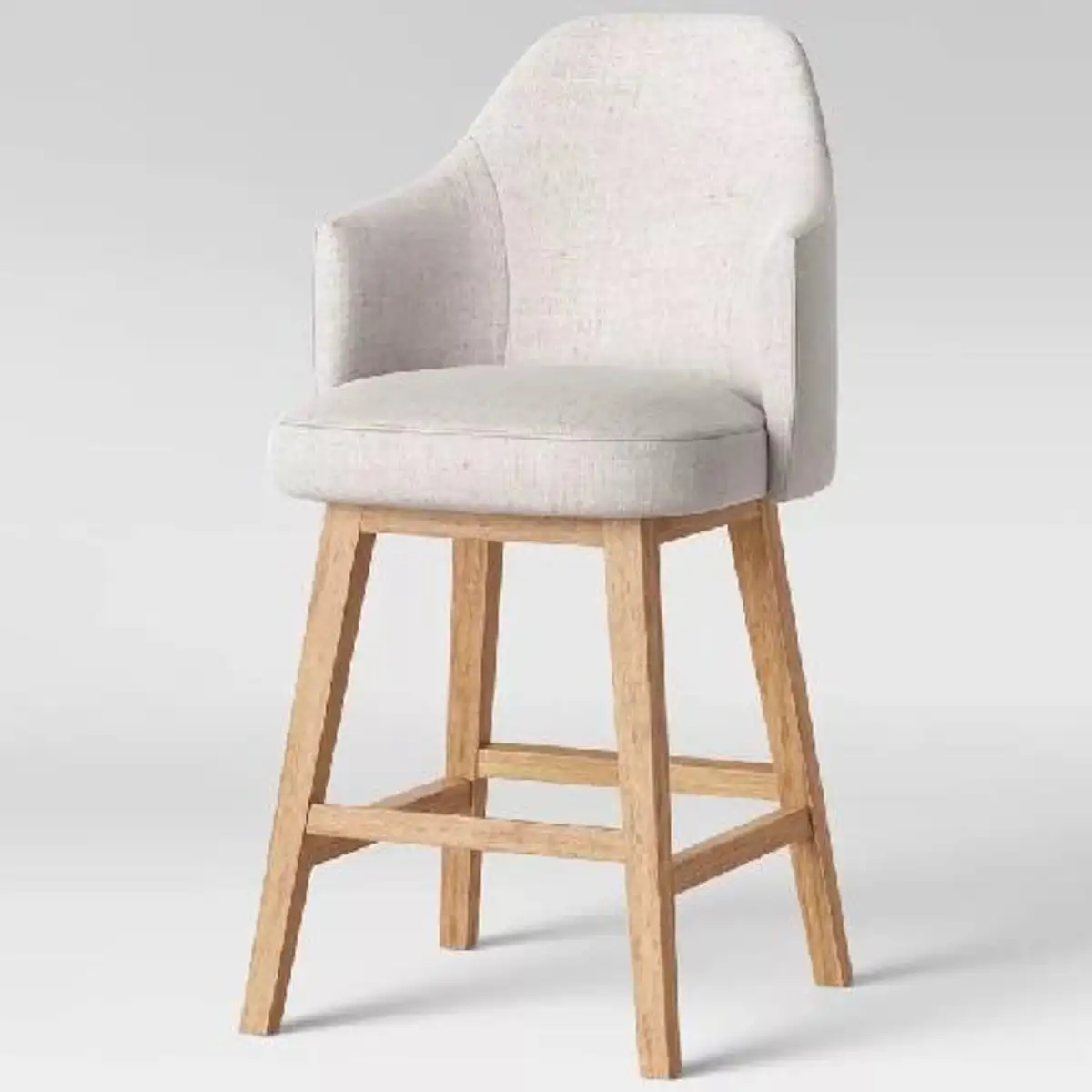 Kinston Swivel Curved Back Upholstered Counter Height Barstool Linen ...