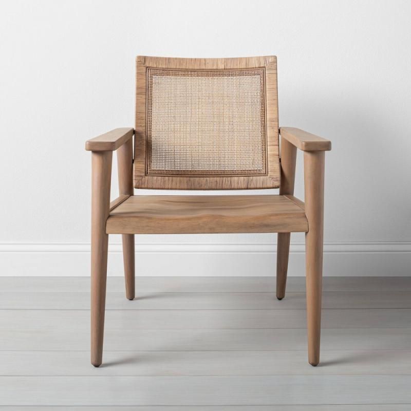 Wood with Cane Back Accent Chair Natural Hearth Hand with Magnolia AllSurplus Cincinnati