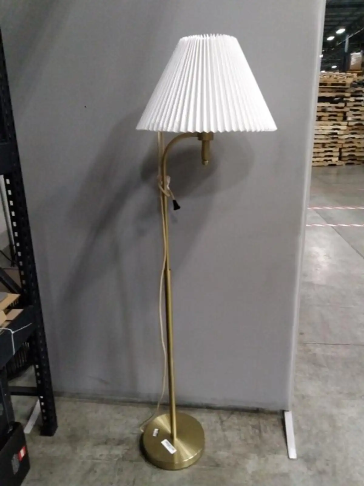 Pleated Shade Metal Floor Lamp Cream/Brass (Includes LED Light Bulb ...