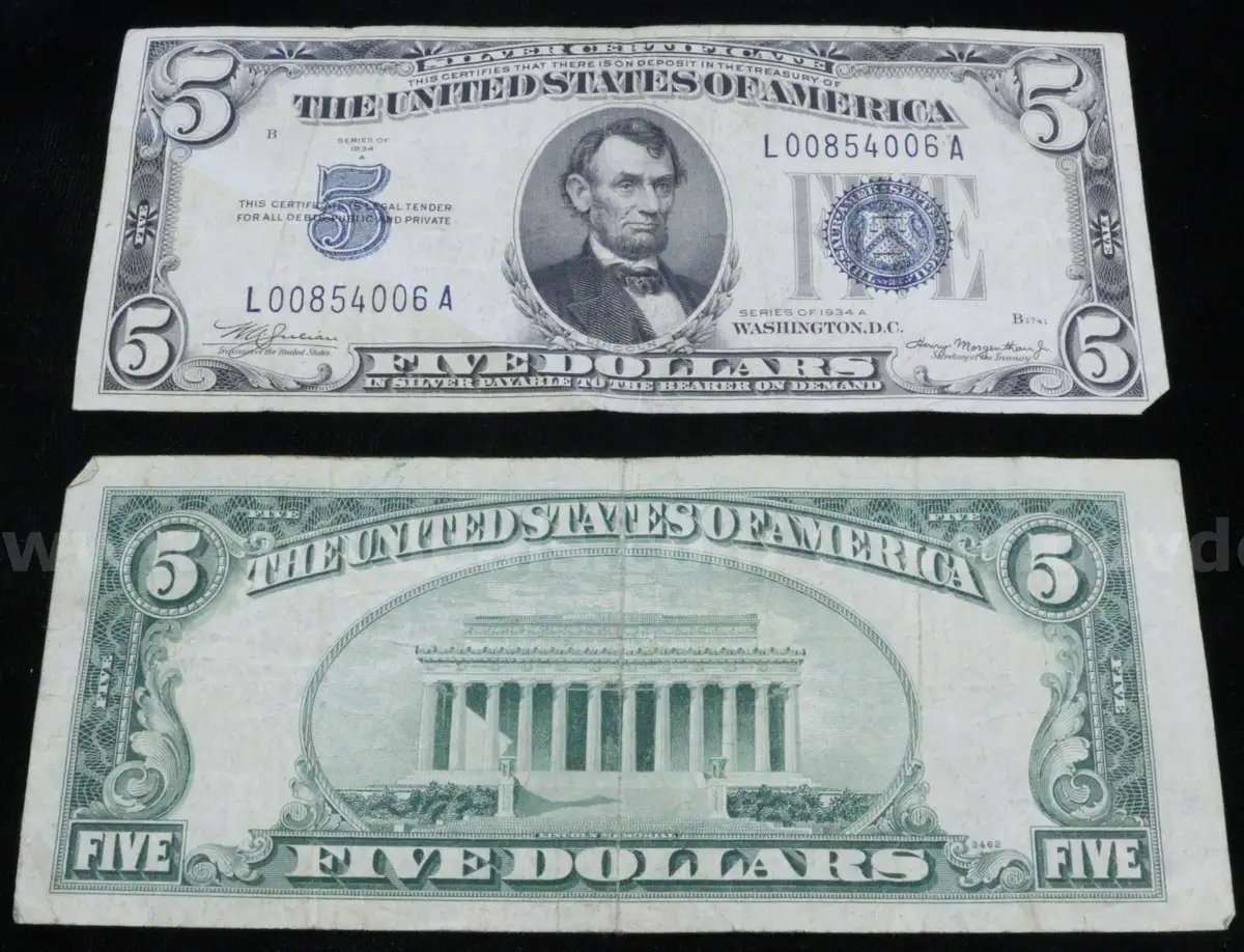 17 Assorted U.S. $5 Silver Certificate and Red Seal Notes | AllSurplus