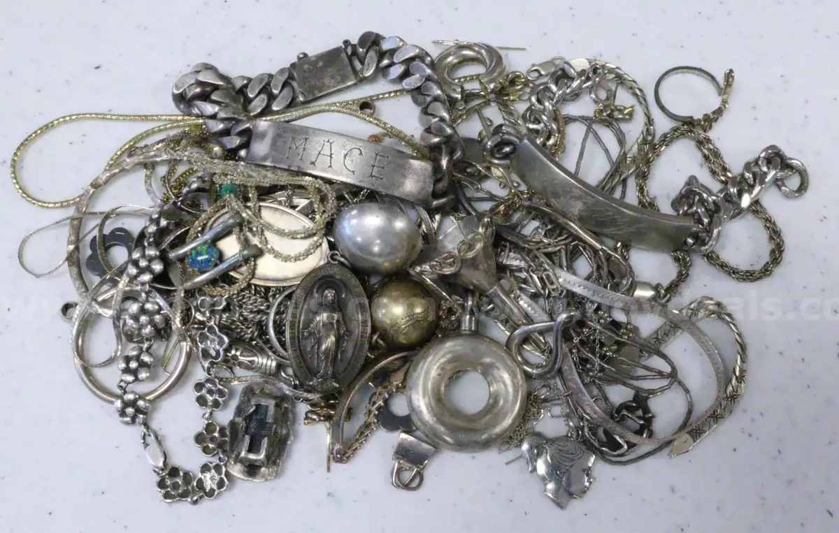 Approximately 64 Pieces Of Scrap Silver Jewelry, 378.4 Grams | AllSurplus