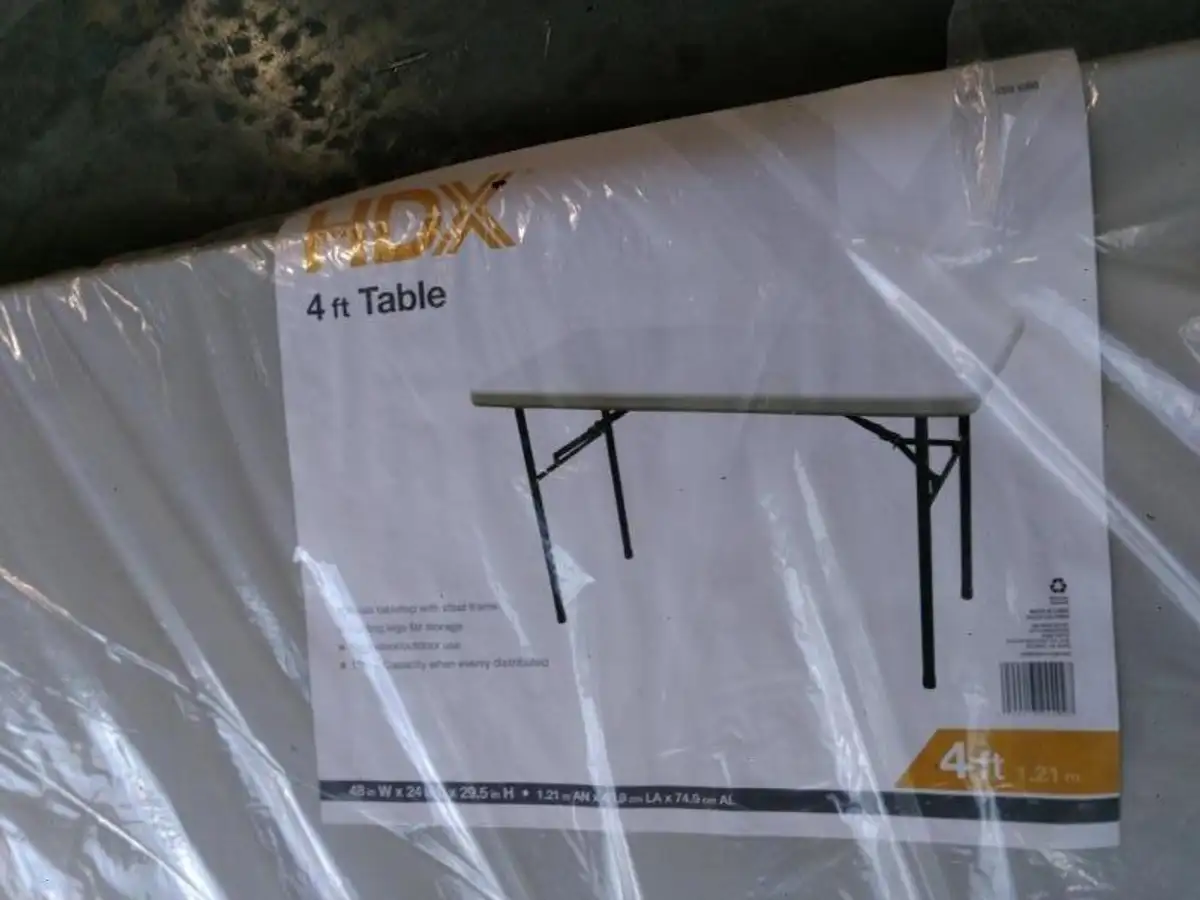 HDX 4 ft. Earth Tan Plastic Folding Banquet Table | AllSurplus | Phoenix