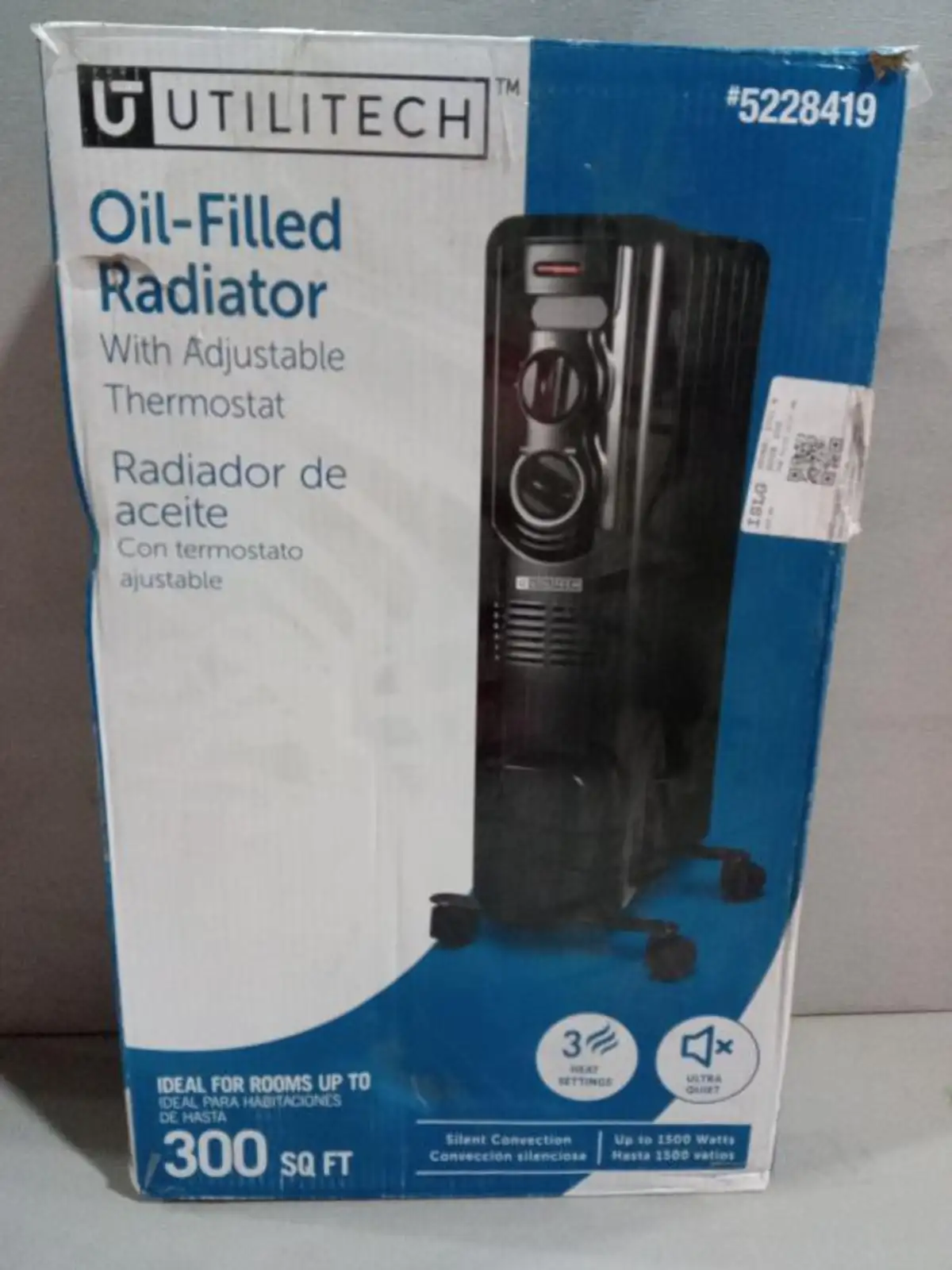 Utilitech Up to 1500-Watt Oil-filled Radiant Utility Indoor Electric ...