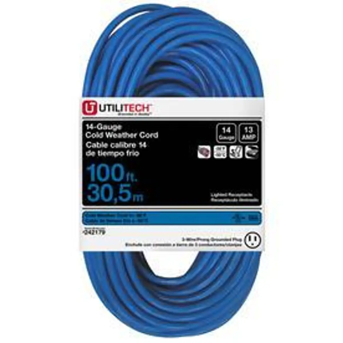 Utilitech 100-ft 13-Amp 14-Gauge Blue Outdoor Cold Weather Extension ...