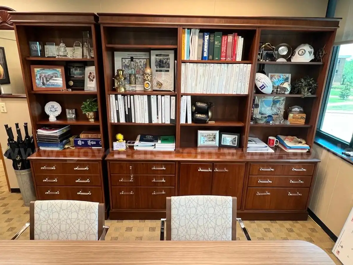 One (1) Large Wooden Office Set | AllSurplus