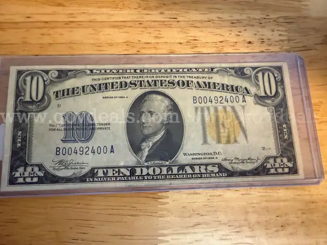 RARE 1934 A $10 Crispy bill Blue-Tan Seal | GovDeals