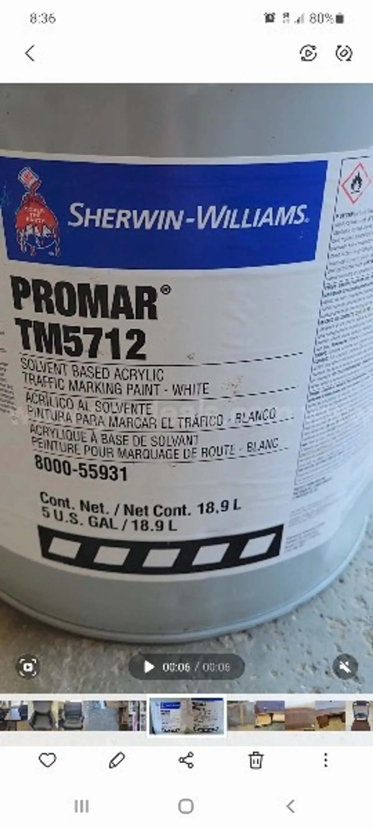 Two 5-gallon Sherwin Williams WHITE Acrylic Traffic Paint | AllSurplus