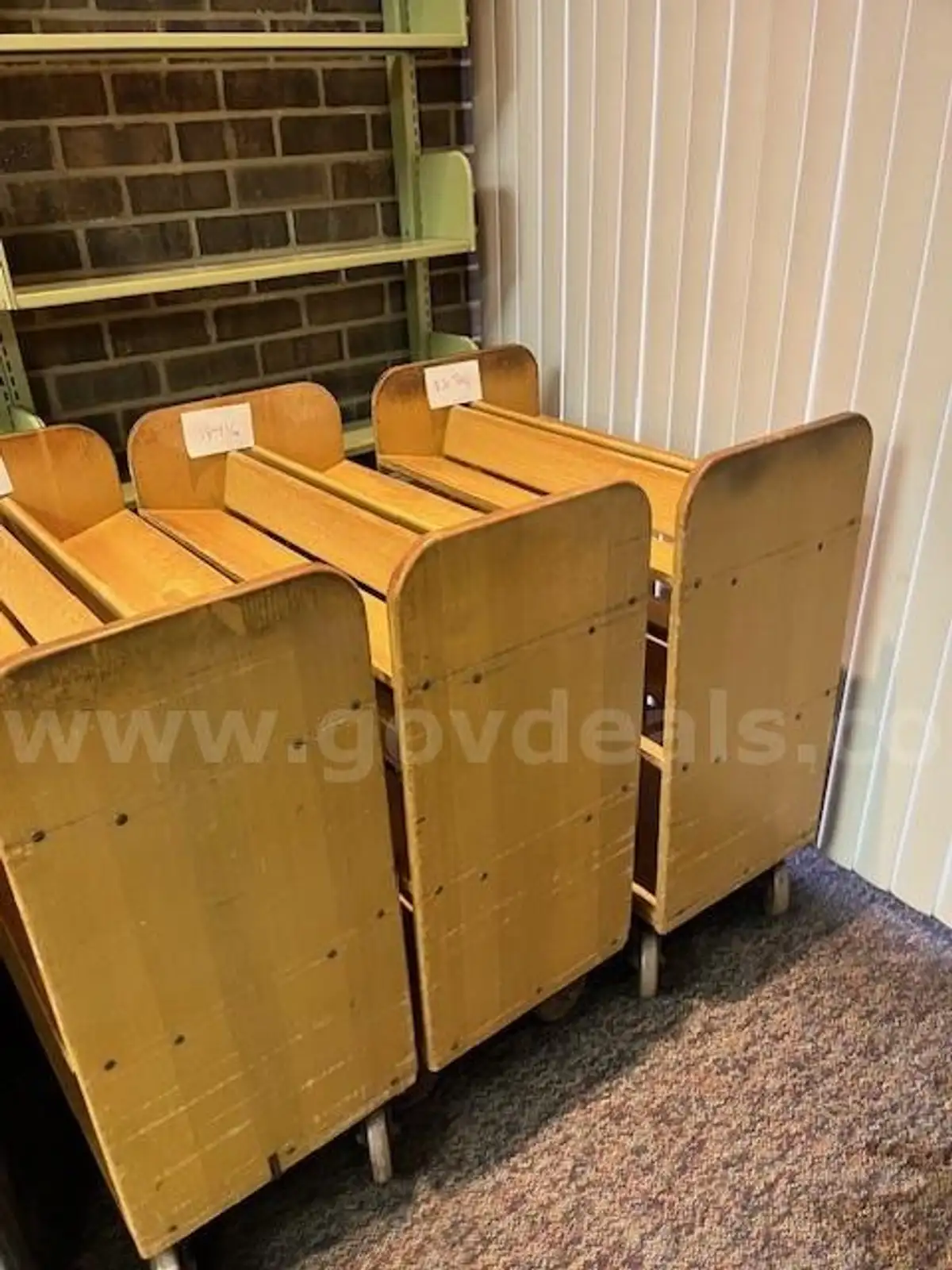 Lot of 4 Wooden Book Carts | AllSurplus