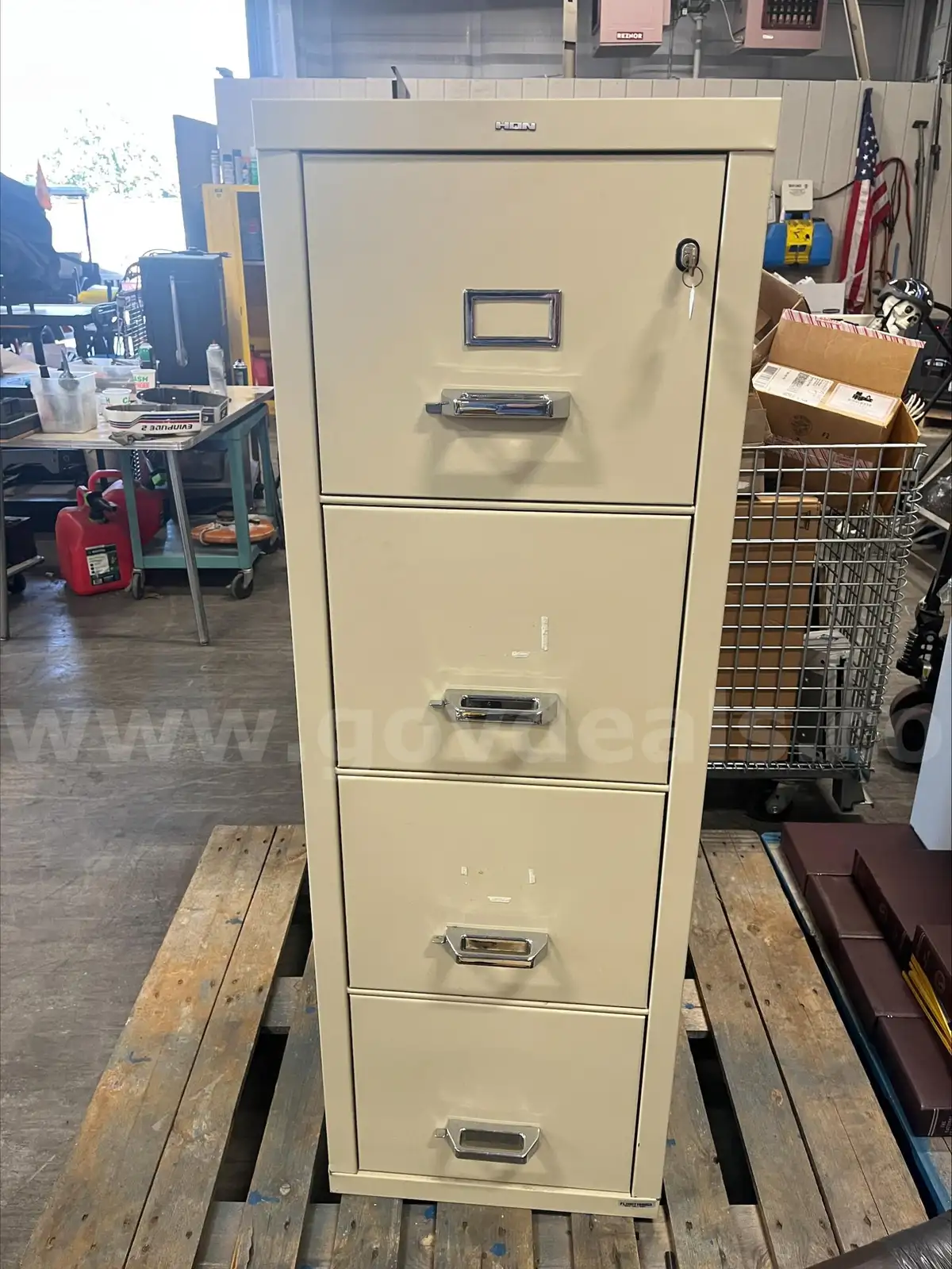 HON FOUR DRAWER FIRE PROOF FILE CABINET (WITH KEY) | AllSurplus