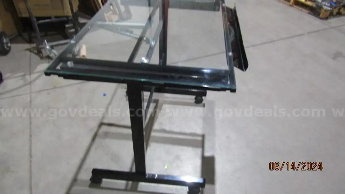Glass top drafting table/desk | AllSurplus