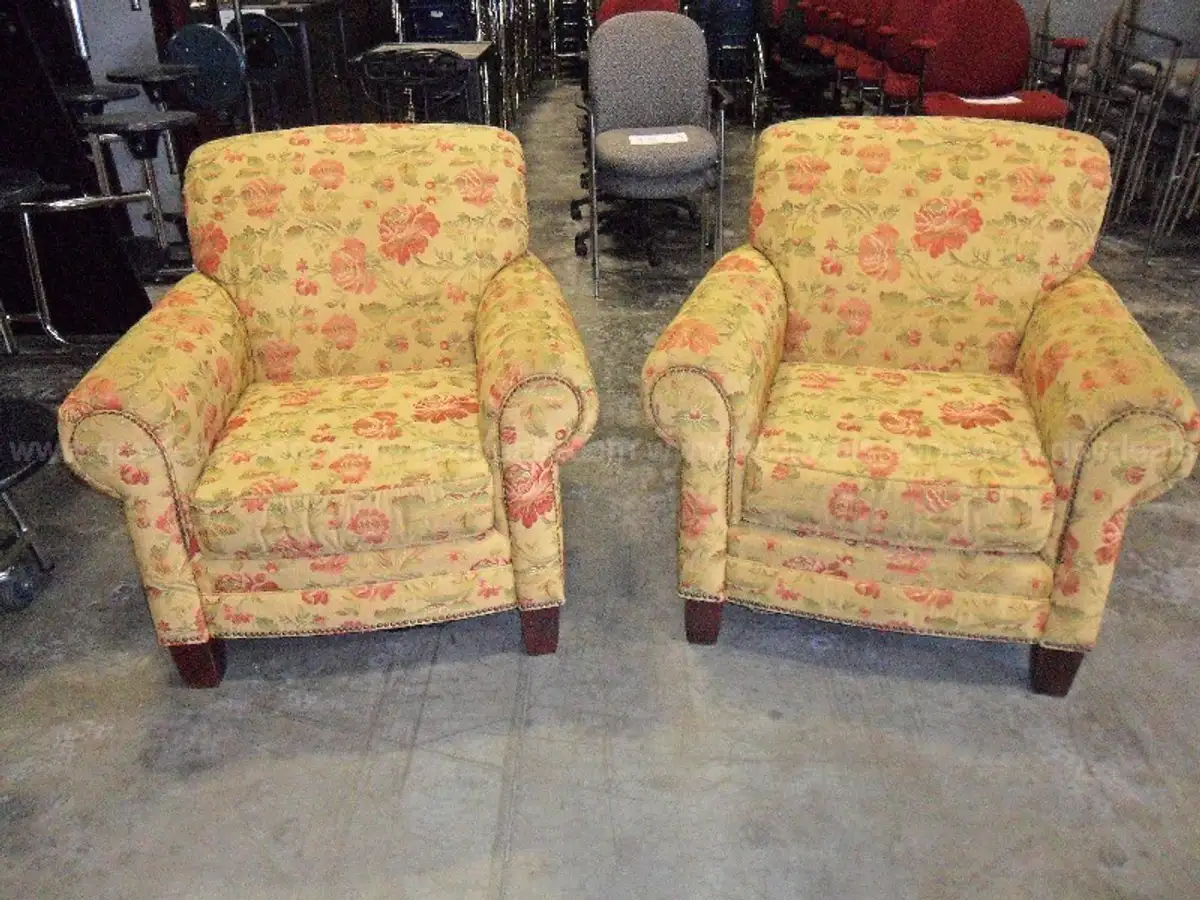 2- Overstuffed Arm Chairs | GovDeals