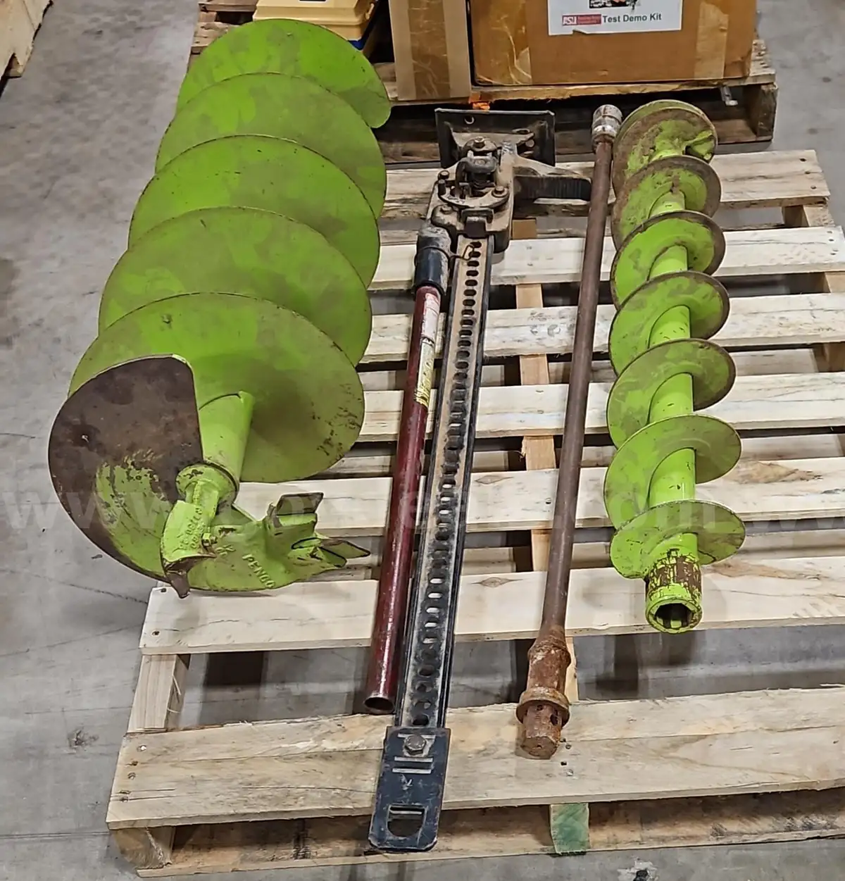 Auger Drill Bit Assortment with Post Jack and Drive Shafts | AllSurplus