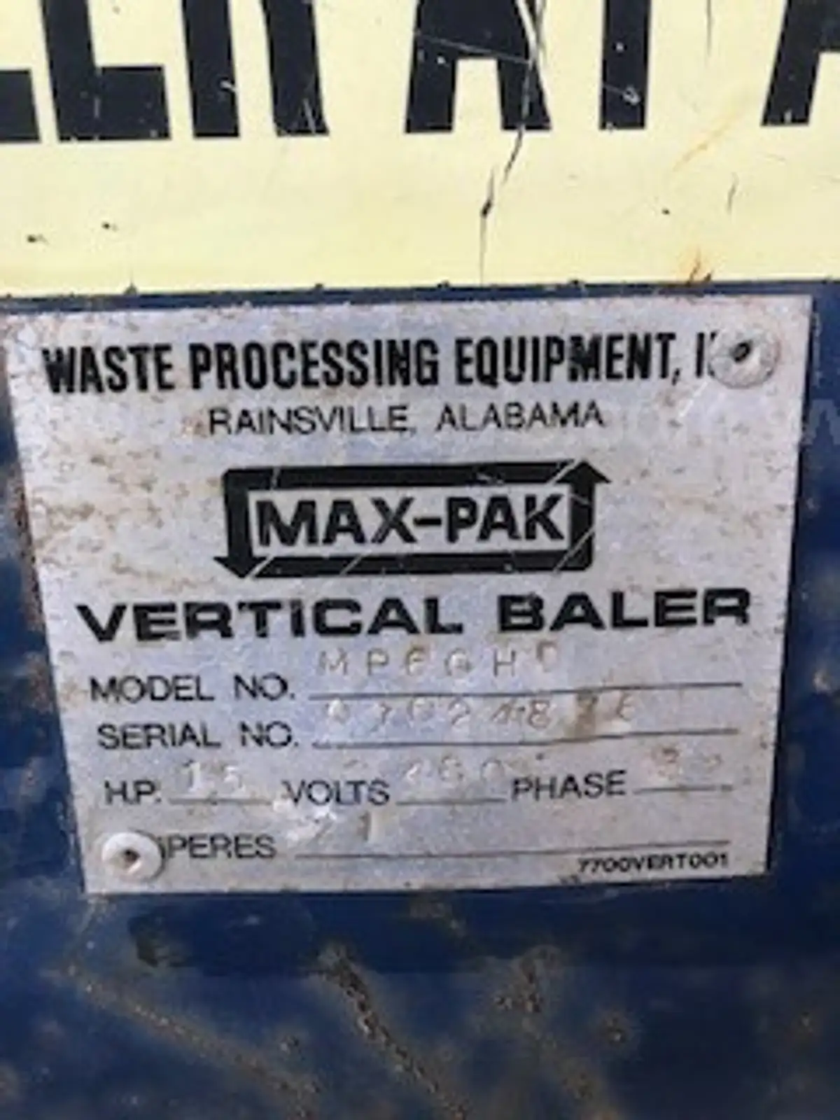 MAX-PAK VERTICAL BALER MP60HD | GovDeals