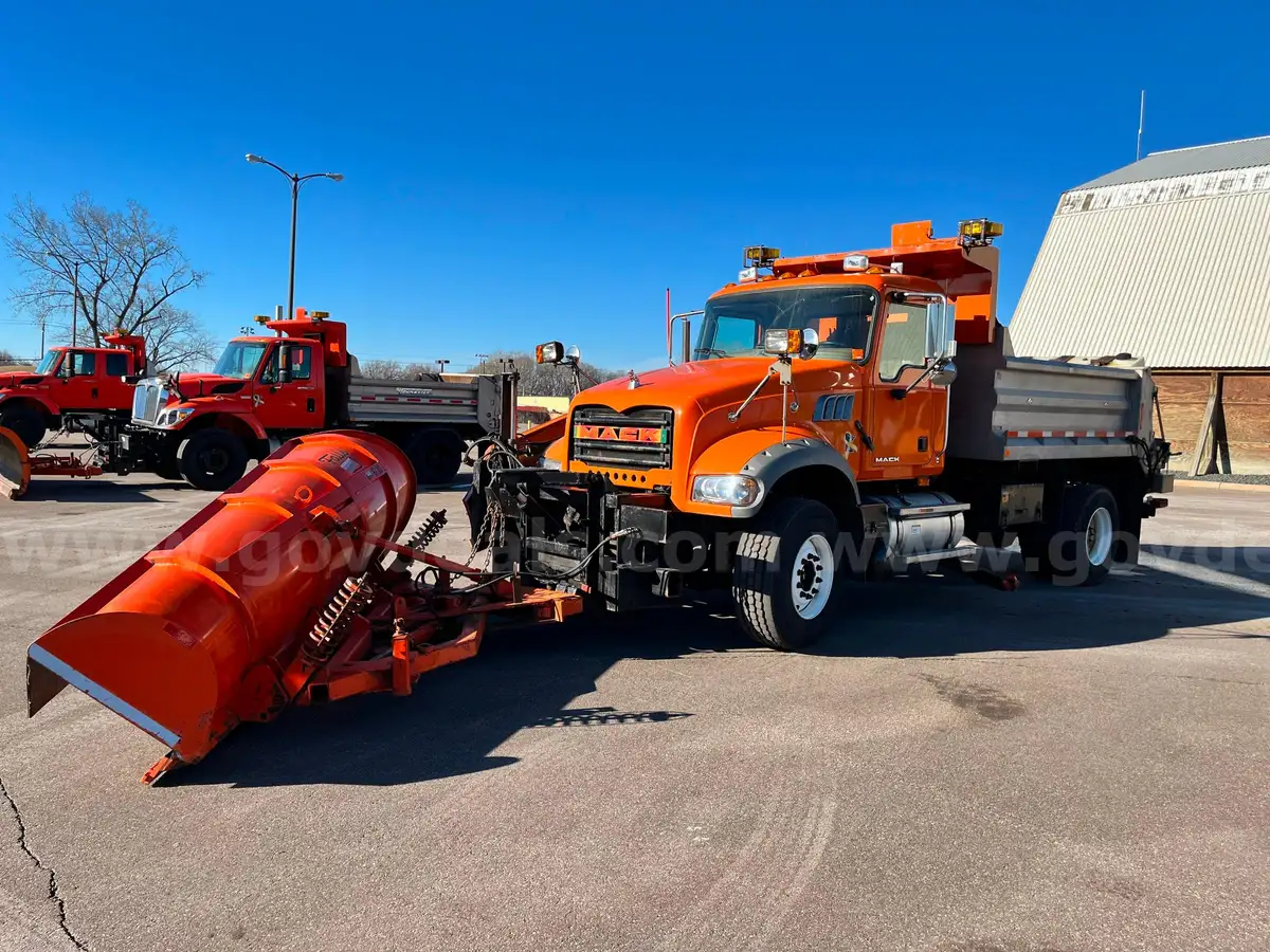 2008 Mack GU712 Dump Truck w/ Front Plow, Wing Plow, Belly Blade, Brine ...