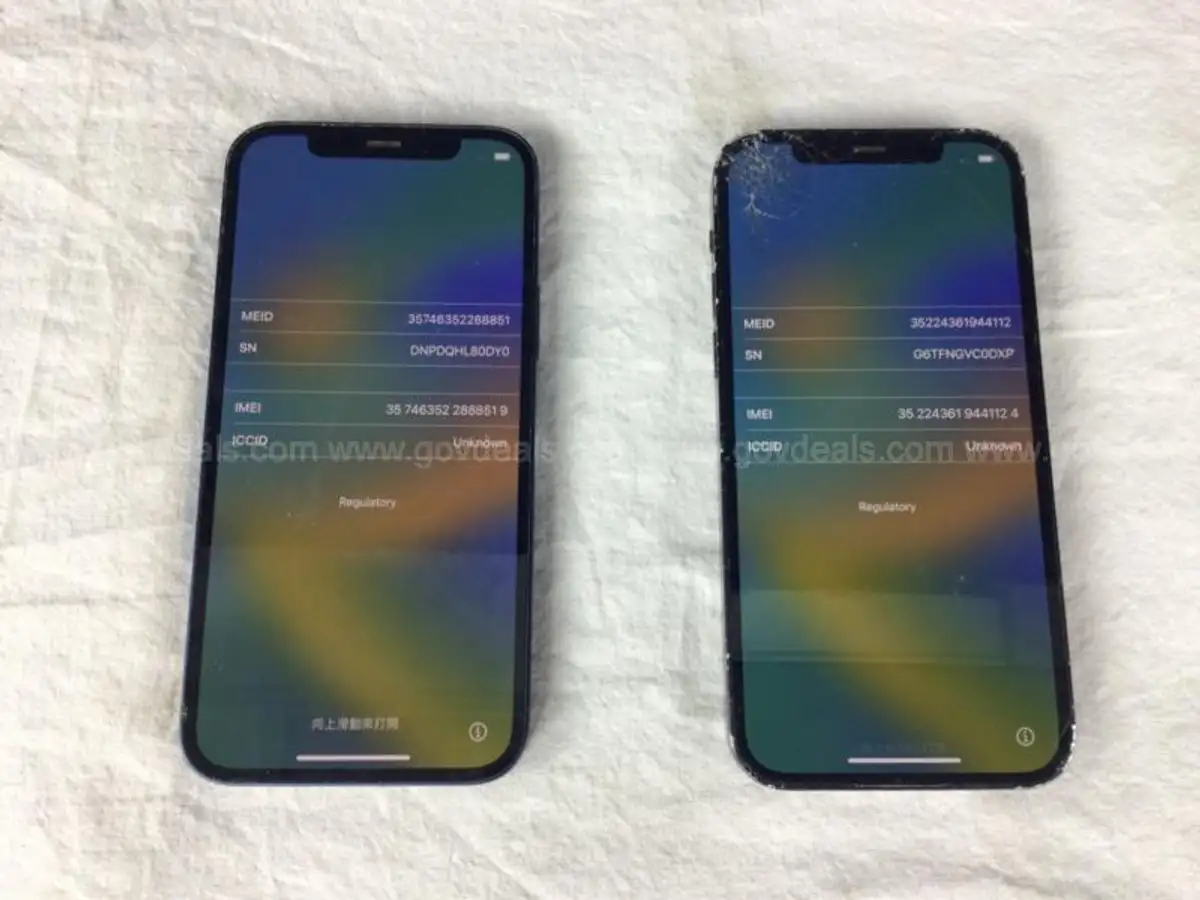 2 - Apple iPhone 12's (User Locked): 64GB A2172 (Cracked Screen/Back ...