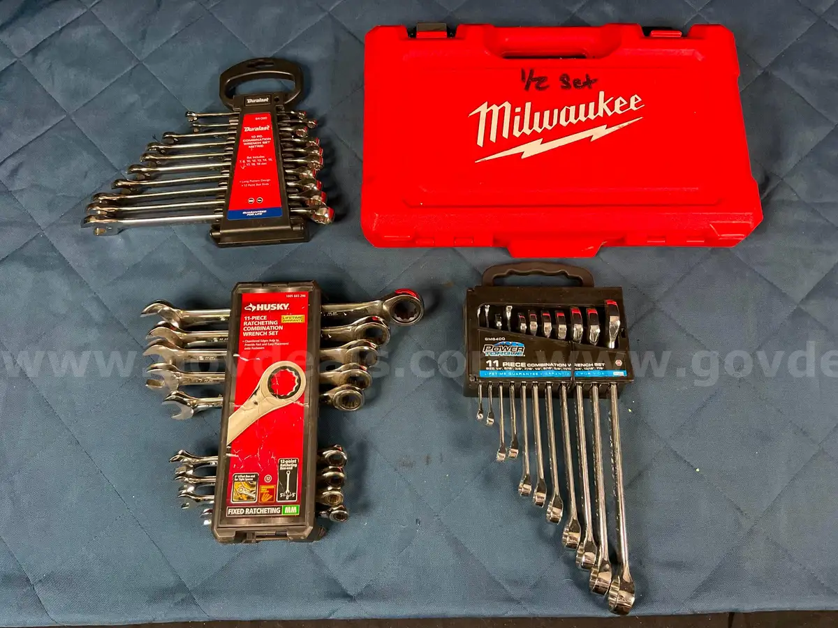 4 - Wrench/Socket Sets (Some Missing Pieces): Milwaukee, Duralast, Power Torque and Husky ...