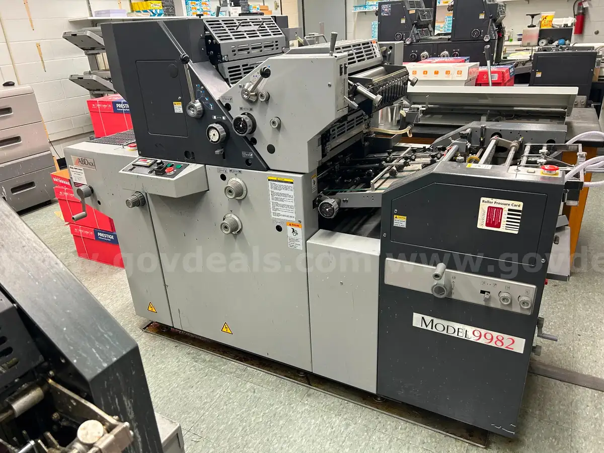 ABDick Two Color Offset Duplicator Press Crestline Continuous Dampers ...